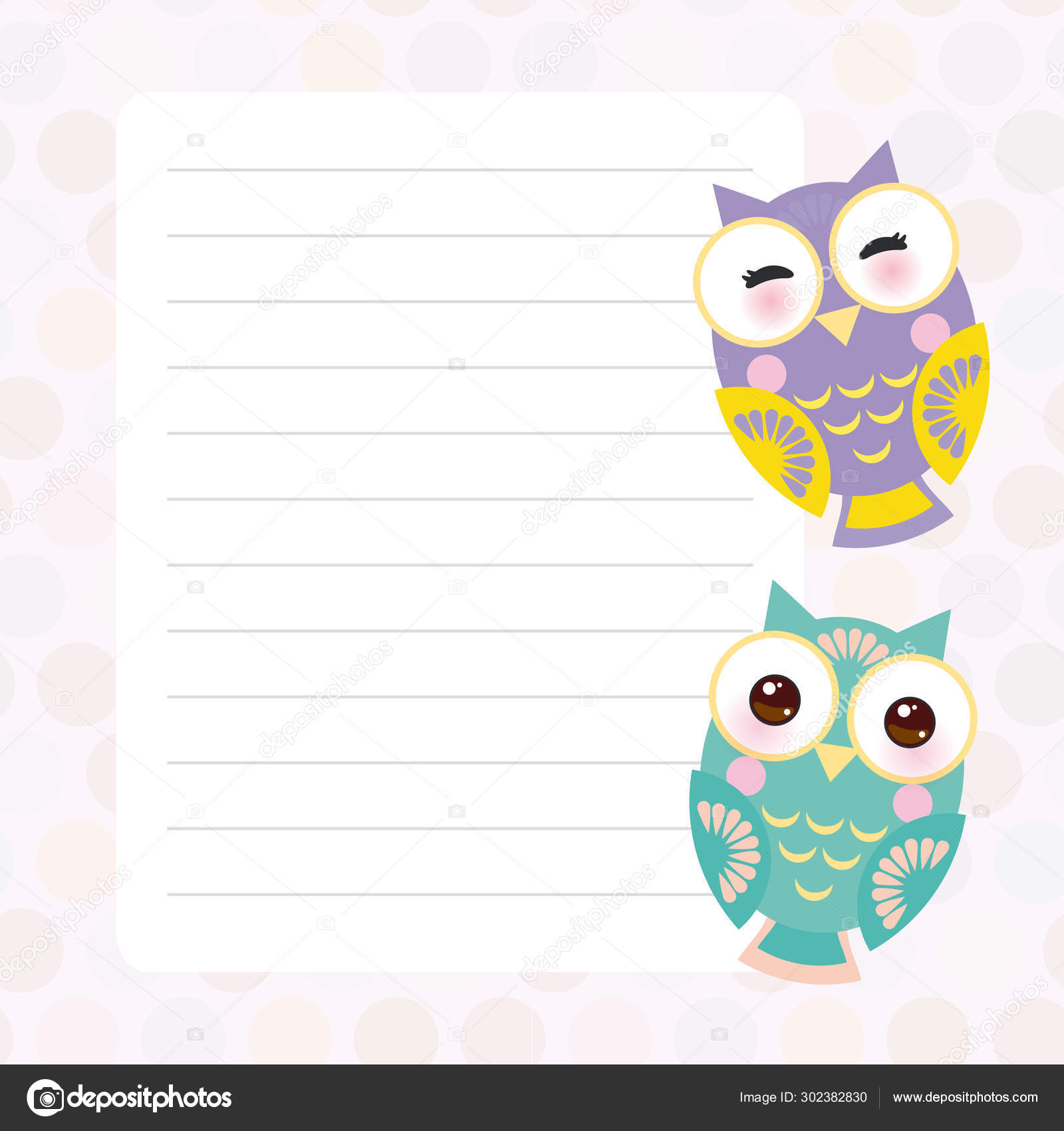 Kawaii burung hantu terang berwarna-warni, burung lucu, moncong dengan ...