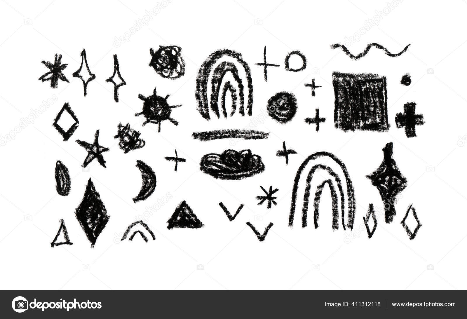 Symbol Collection Design Abstract Sky Stars Rainbow Sun Rectangle ...