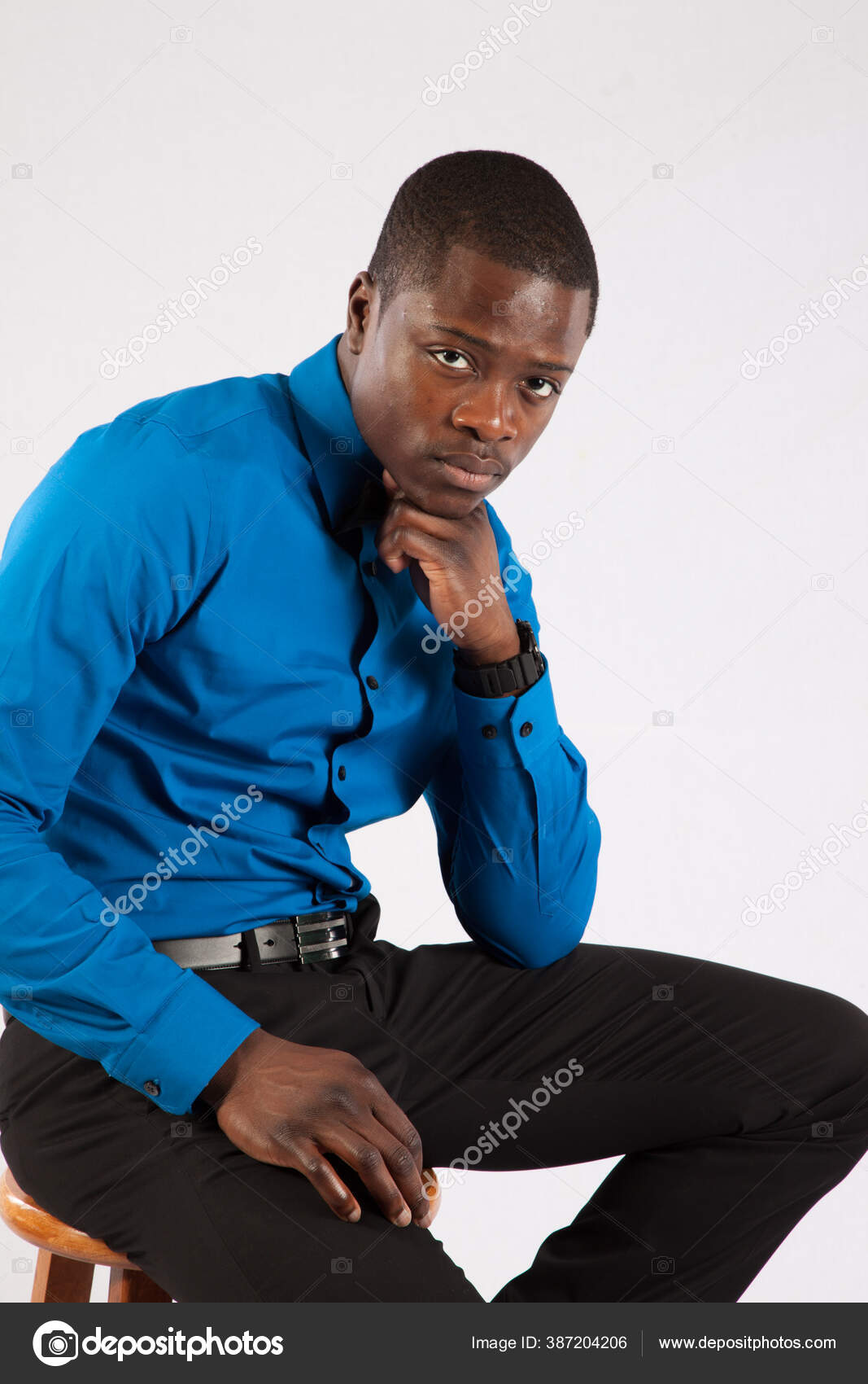 Pensive Black Man Looking Thoughtful — Stock Photo © artistallen #387204206 Pensive Black Man Looking Thoughtful — Stock Photo © artistallen #387204206