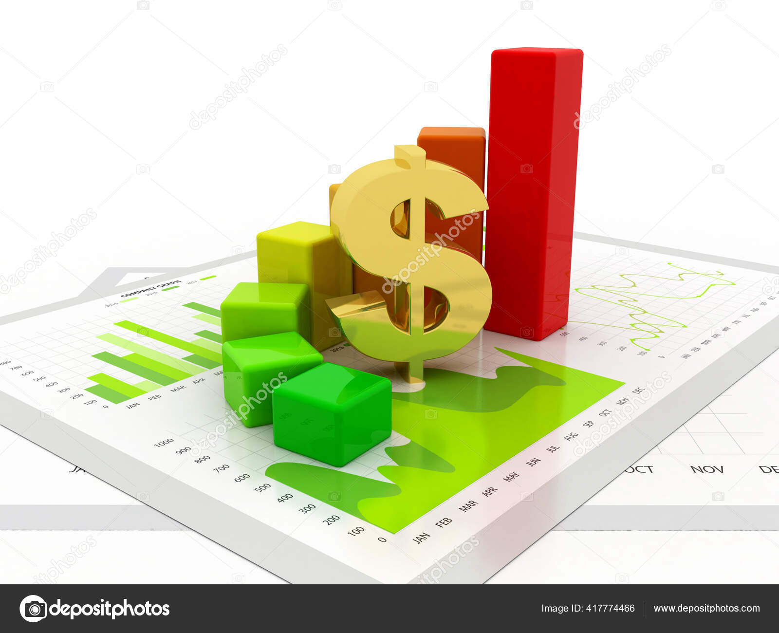 Dollar Financial Success Bar Chart Graph Growing Arrow Dollar Business ...