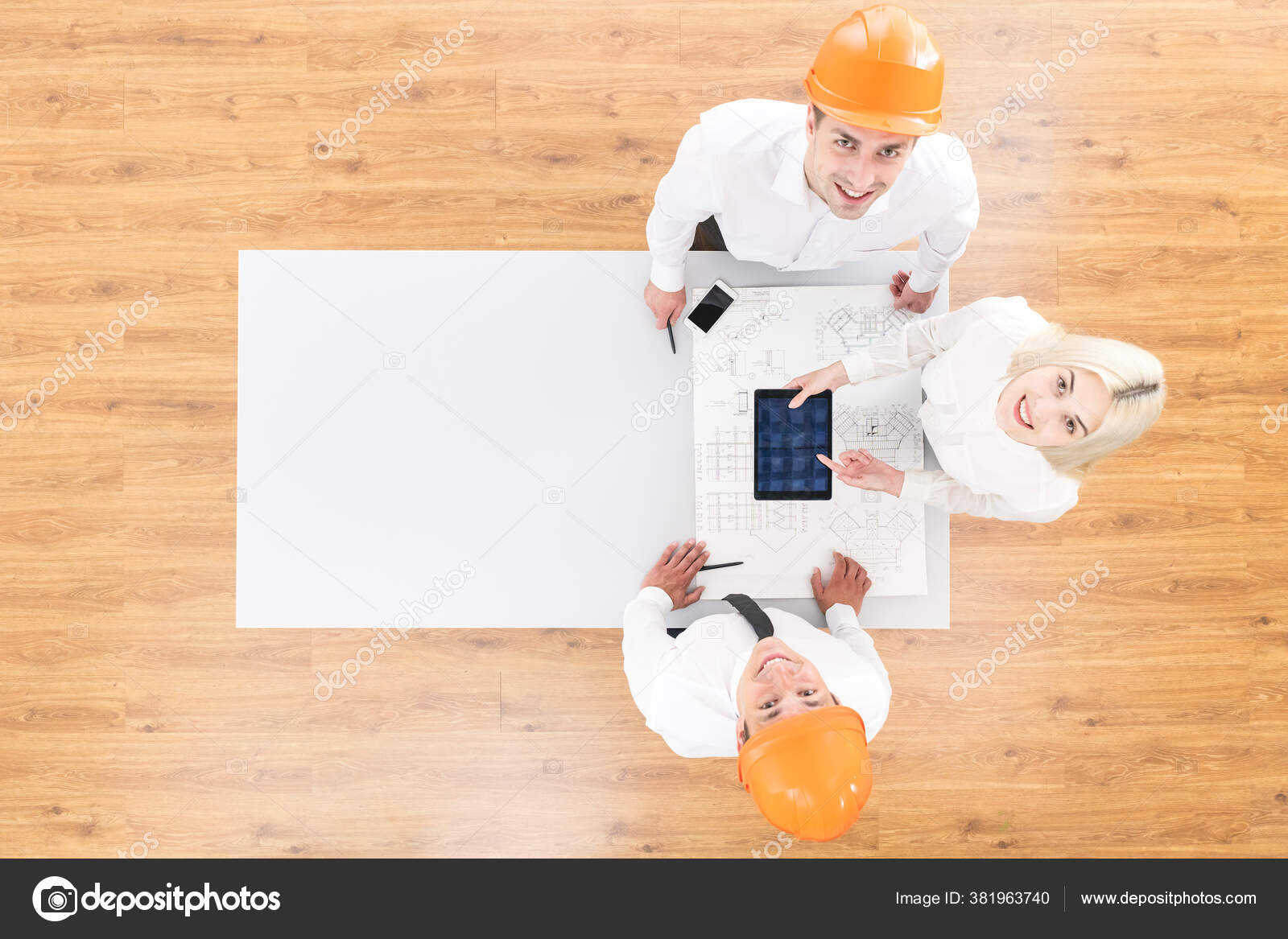 Engineers Work Tablet Blueprint Table View Stock Photo by ©DPimage ...