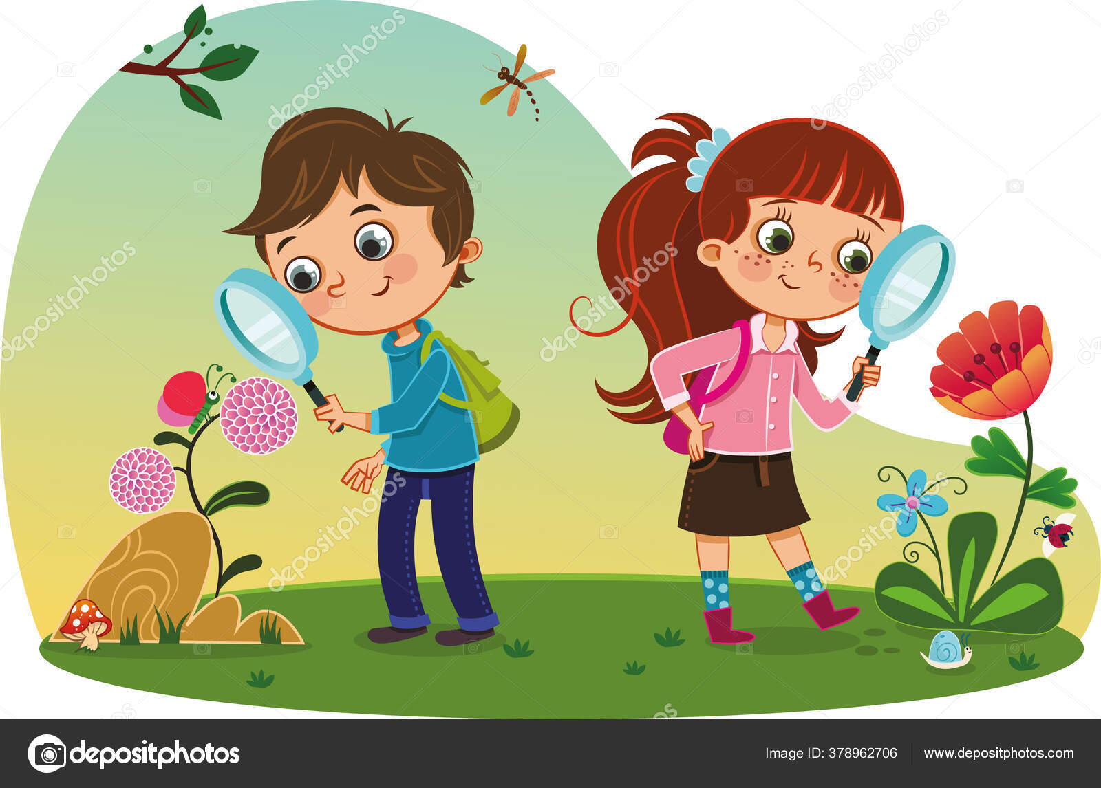 Two Kids Nature Vector Illustration Stock Vector Image by ©Armation ... Two Kids Nature Vector Illustration Stock Vector Image by ©Armation ...