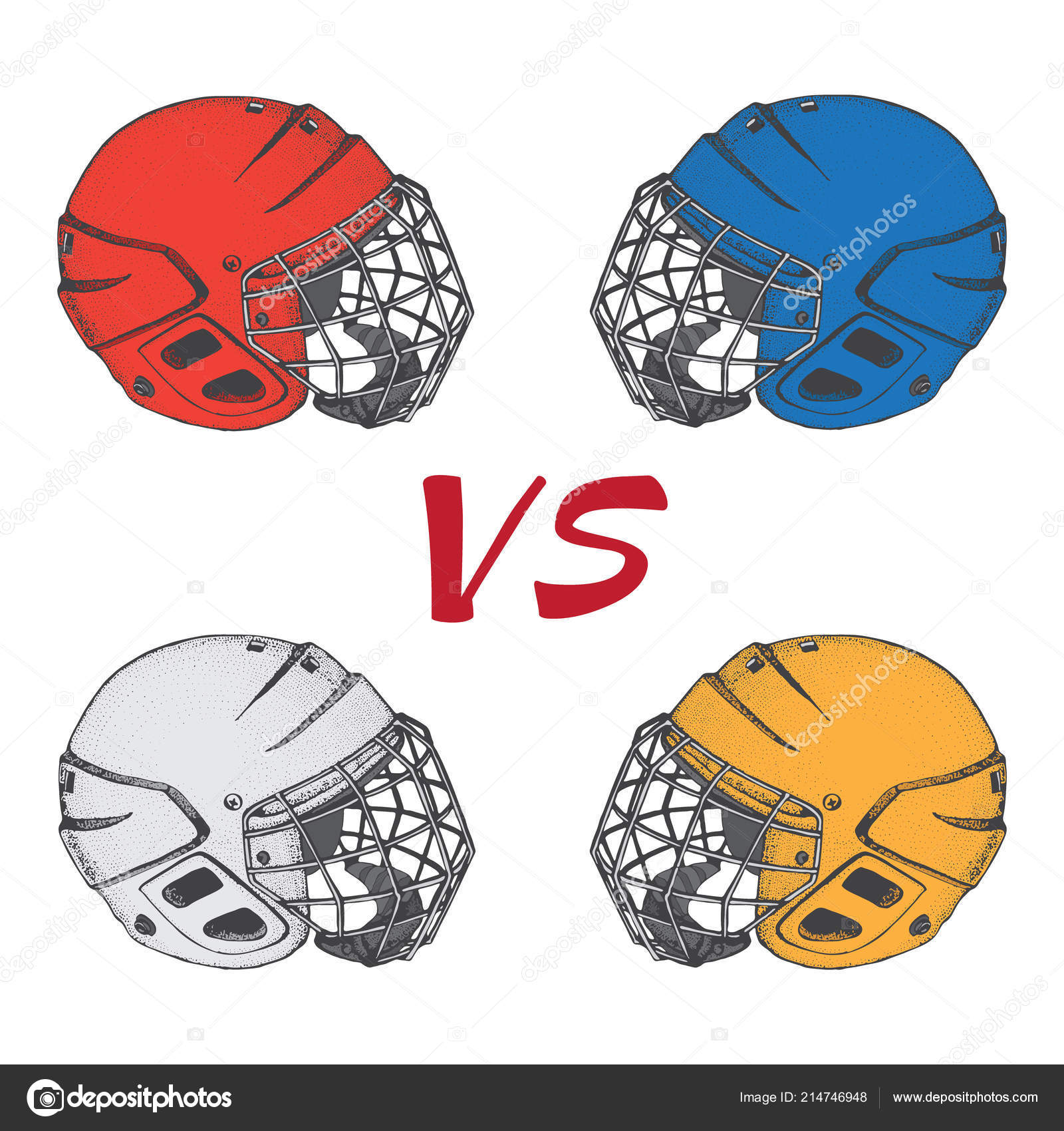 Hockey Helmets with mask. Side view. Sports Vector illustration ...