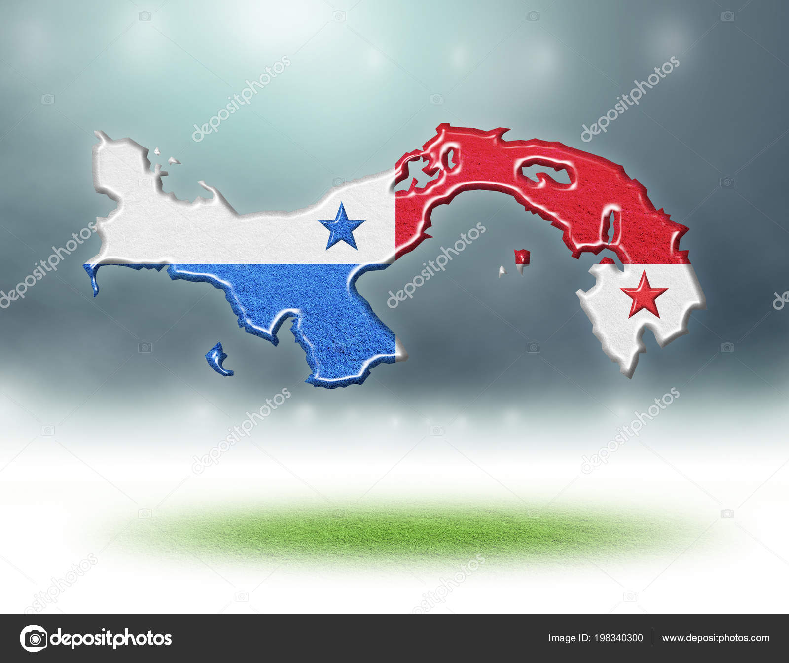 Panama Map Design Flag Colour Grass Texture Soccer Fields Rendering ...