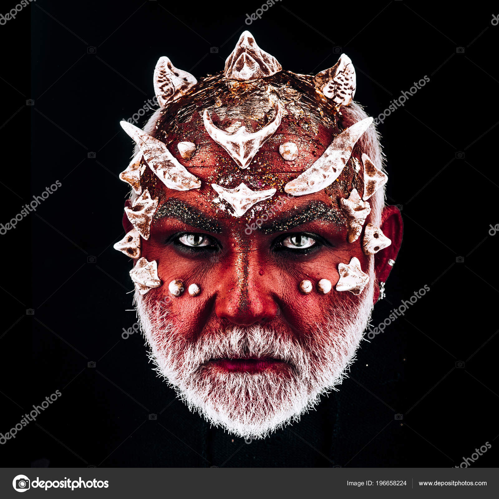 Demon Head Evil Look Monster Sharp Thorns Warts Face Horror Stock Photo ...