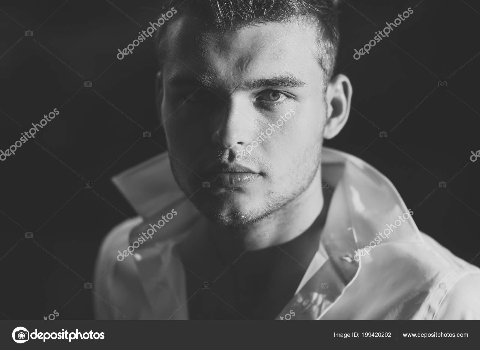 Brutal look of a man. Portrait of macho man outdoor — Stock Photo ...