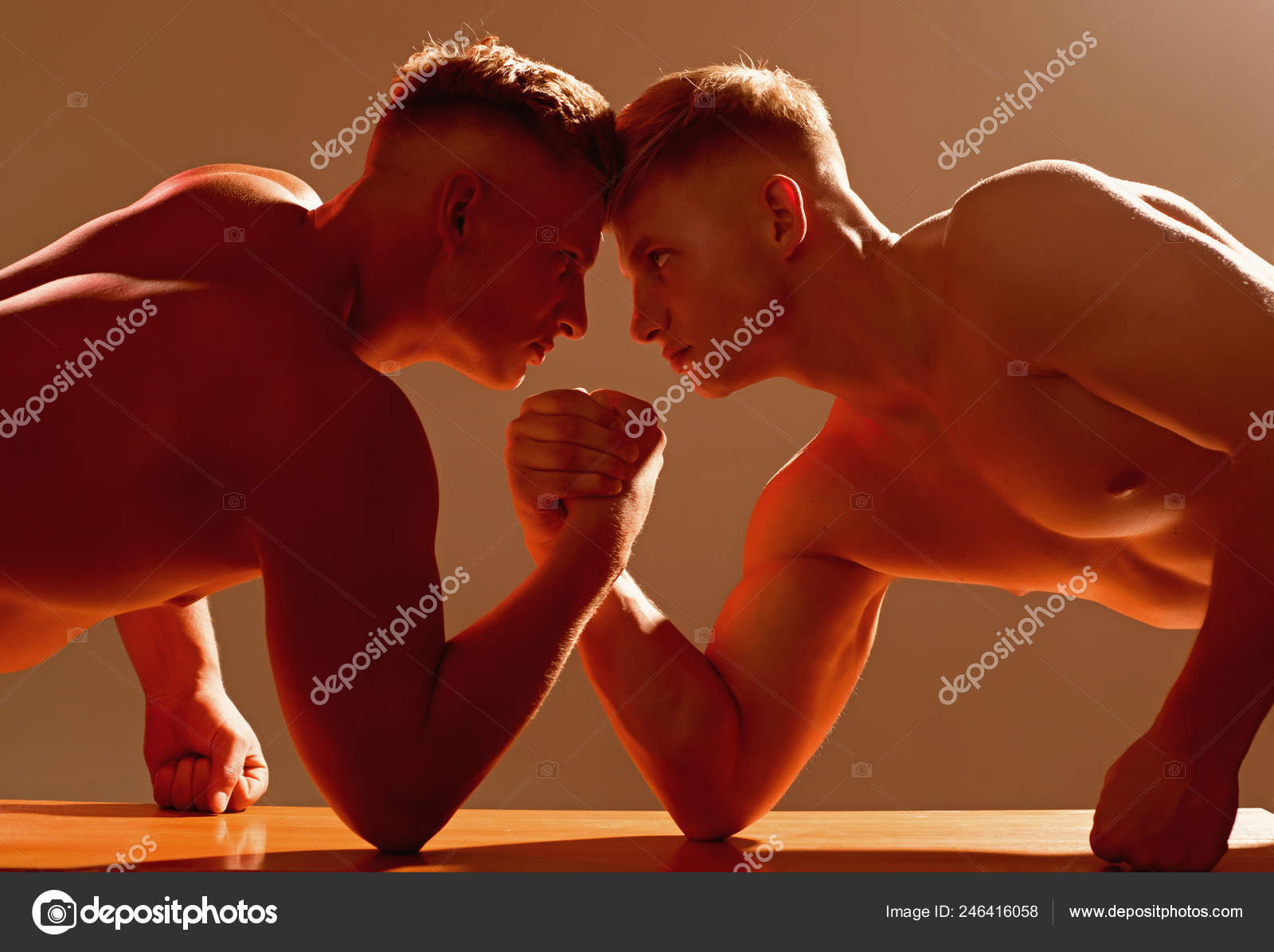 Revenge in sport. Men competitors try to win victory or revenge ...