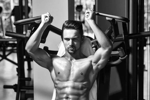 muscular man training in gym - Stock Image - Everypixel