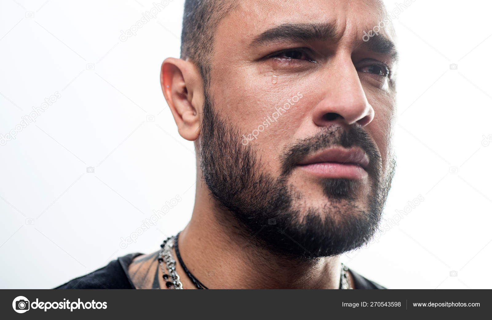 Feeling sad and crying. Sad man. Unhappy hispanic man with tears on sad ...