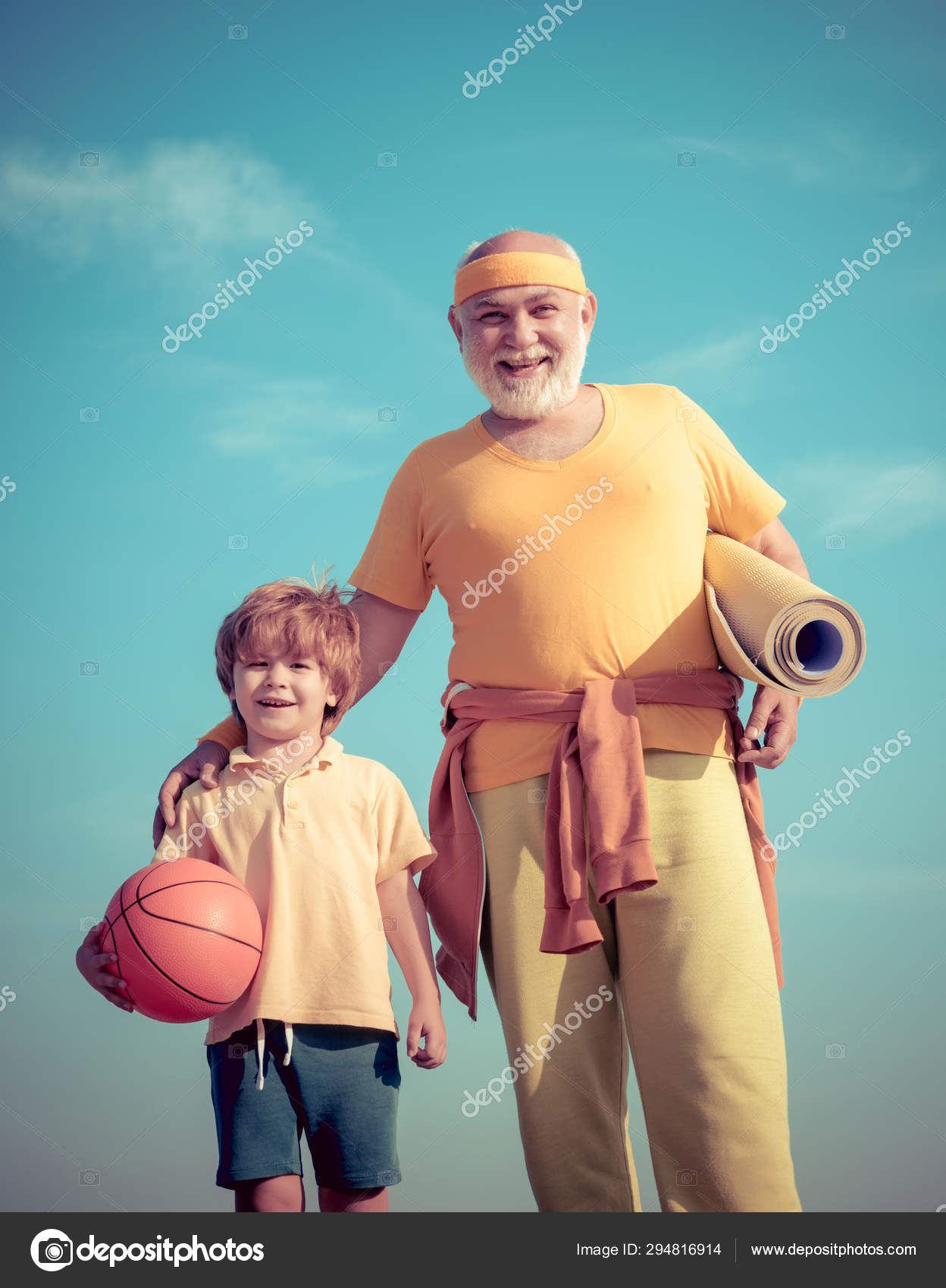 Father and son sporting - family time together. Doing sports is free ...