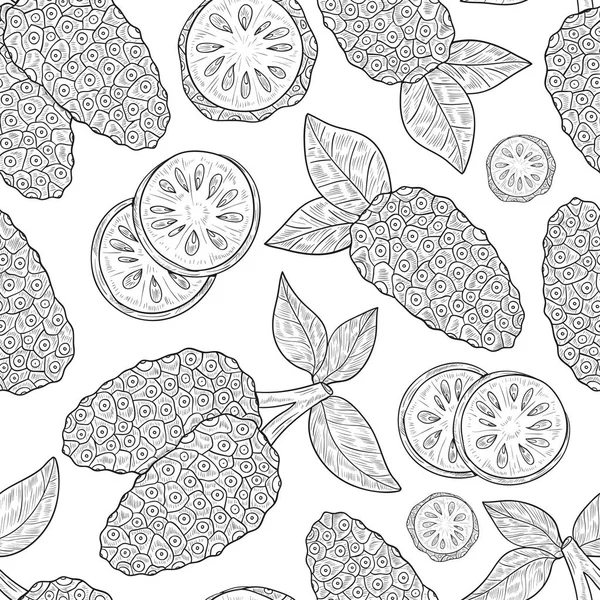 Noni. Fruit, leaves, text. Sketch. Texture, wallpaper, seamless ...