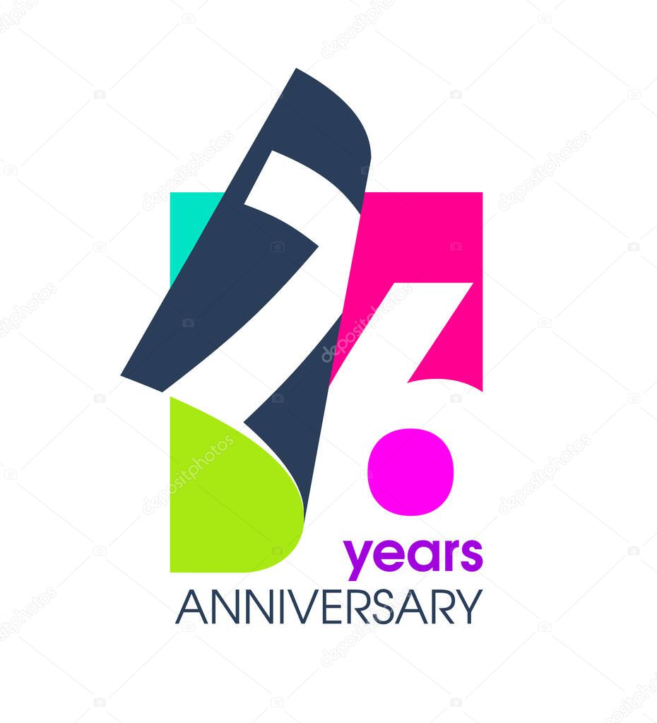 Logotipo de 76 a os de color aniversario aislado sobre un fondo blanco para la celebraci n de la ...