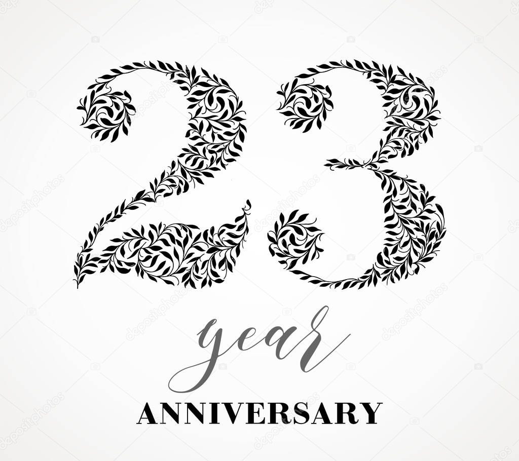 23 años de aniversario. El número veinte y tres consiste en un patrón ...
