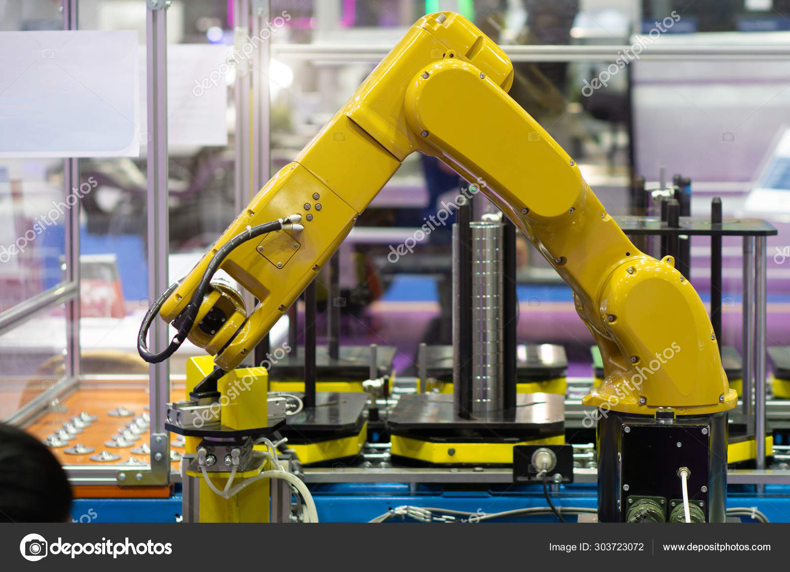 Robot hand machine in industrial that is working. — Stock Photo ...