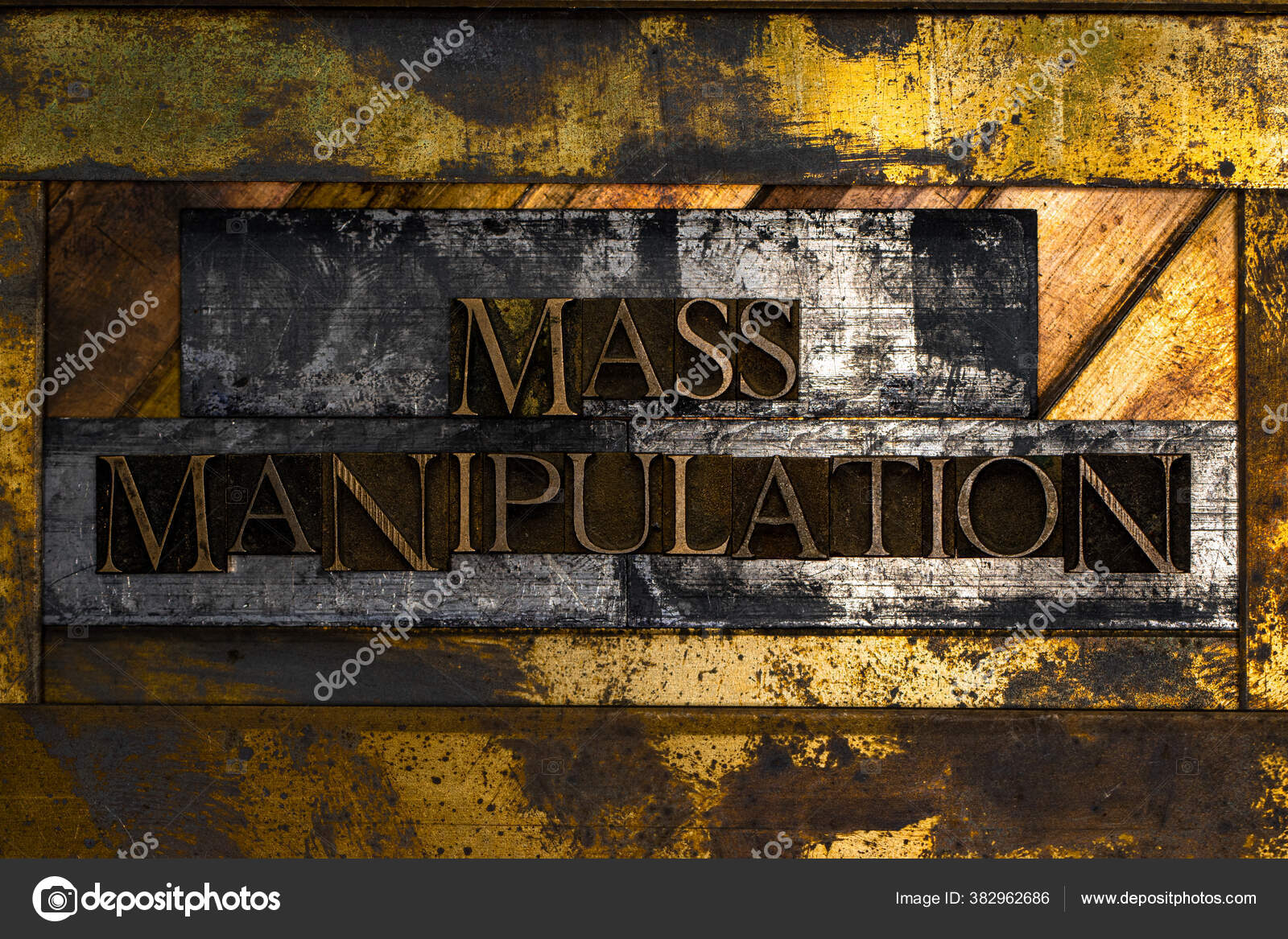 Mass Manipulation Text Formed Real Authentic Typeset Letters Vintage ...