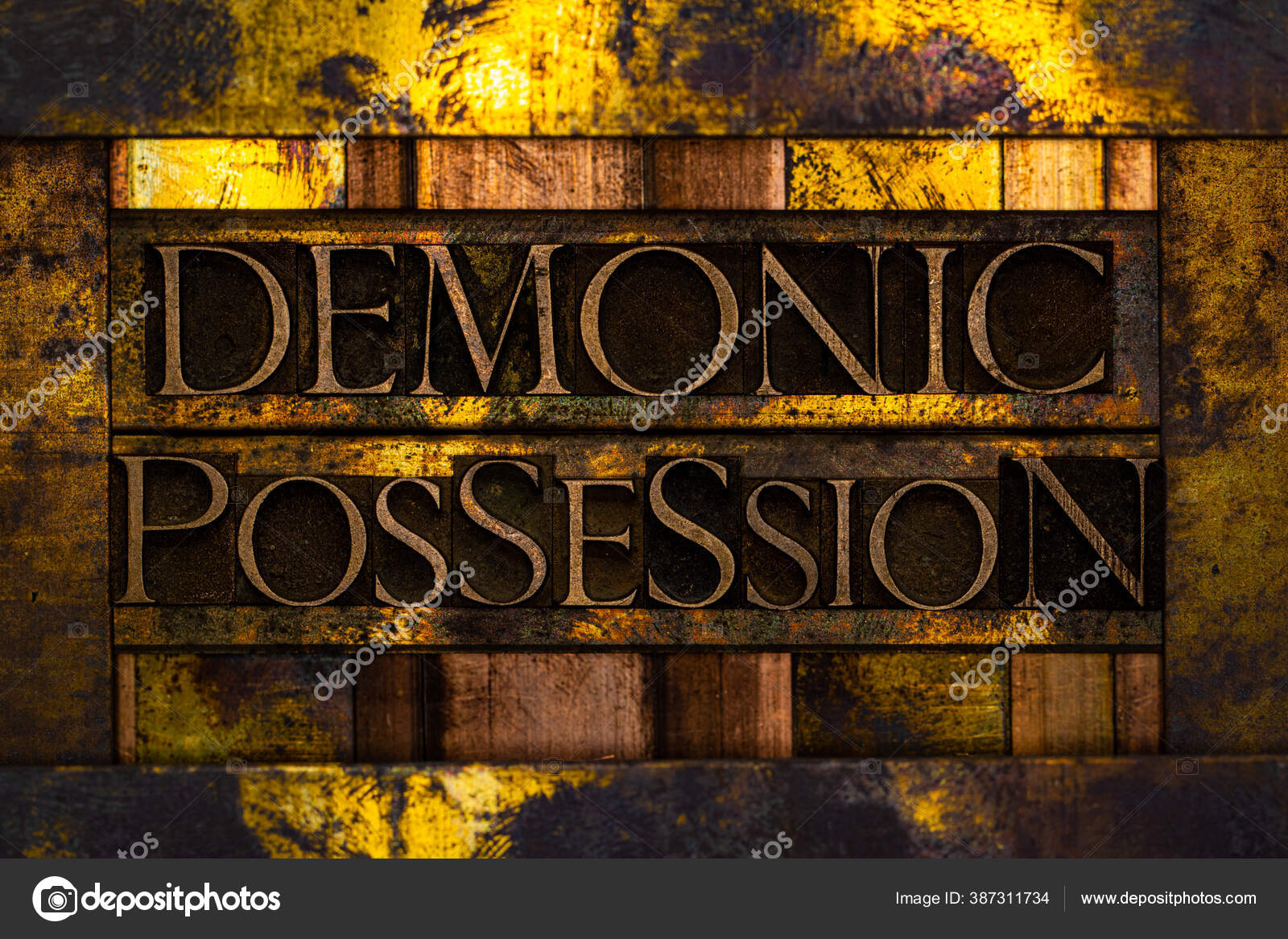 Demonic Possession Text Formed Real Authentic Typeset Letters Vintage ...