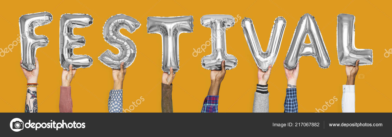 Silver Gray Alphabet Balloons Forming Word Festival — Stock Photo ...