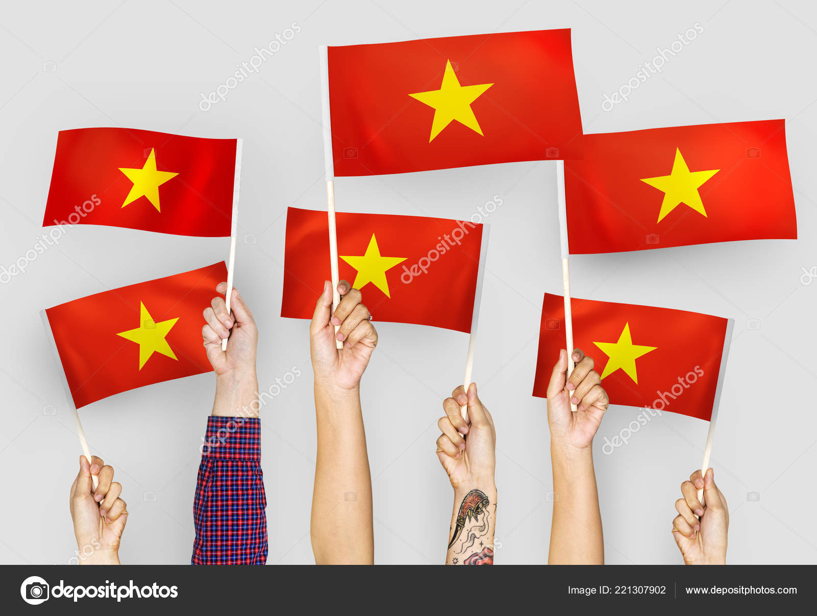Hands Waving Flags Vietnam — Stock Photo © Rawpixel #221307902