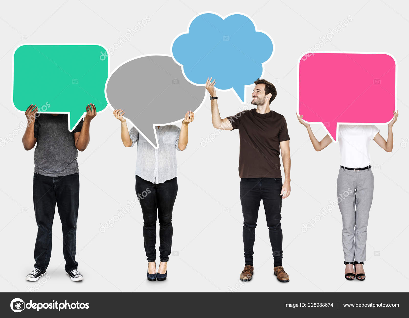 People Holding Colorful Speech Bubbles Stock Illustration by ©Rawpixel ...