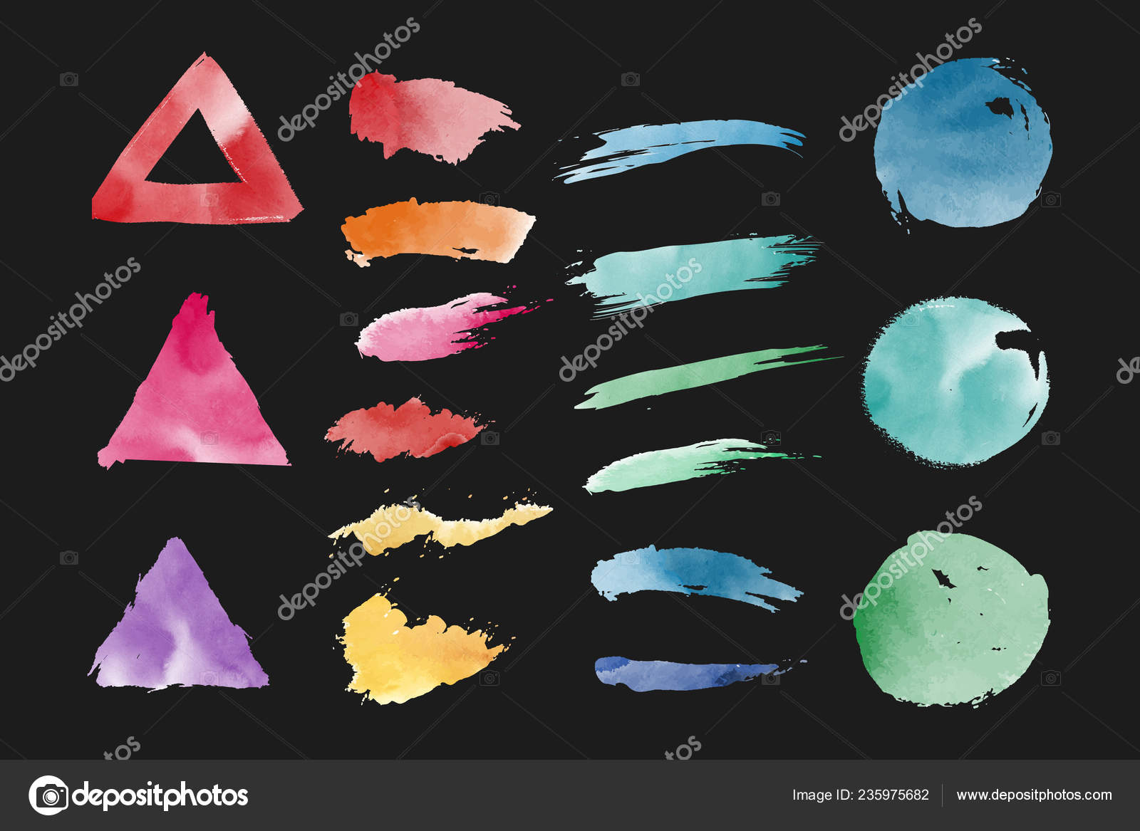 Watercolor Geometric Shapes Vector Set Stock Vector by ©Rawpixel 235975682