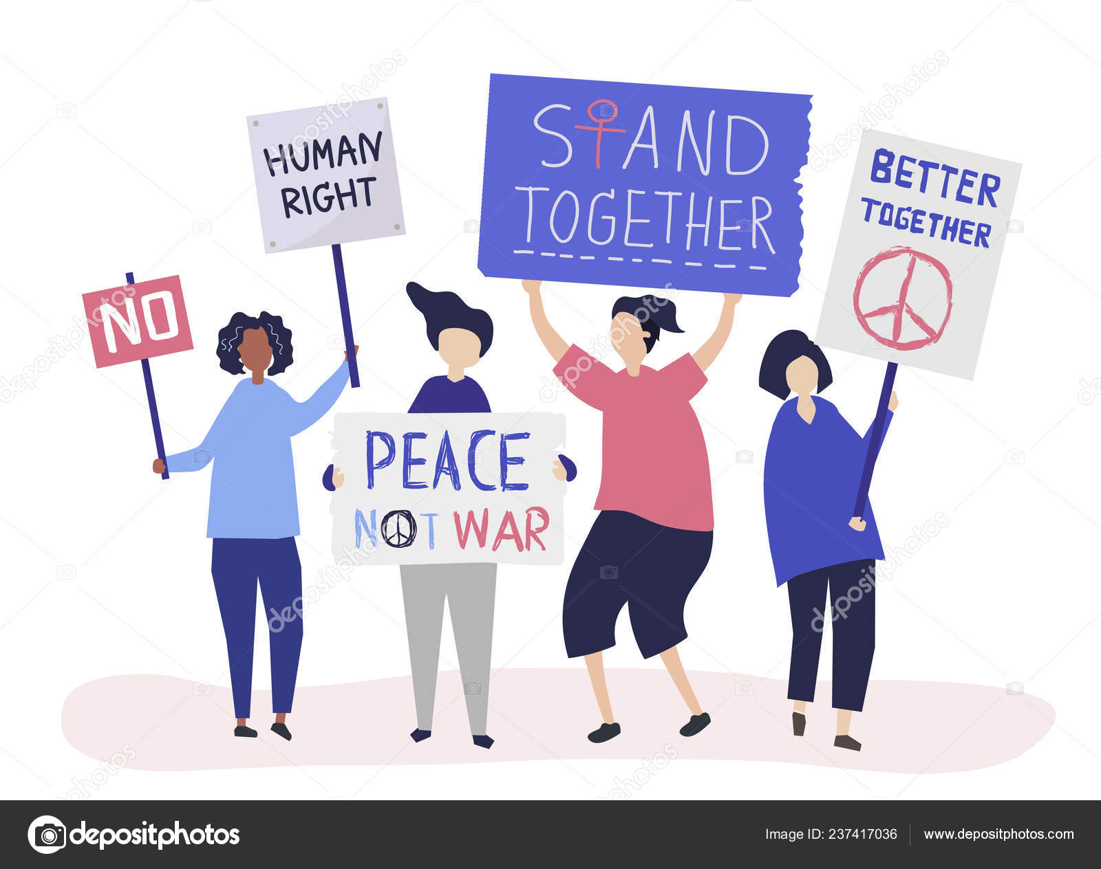 Crowd Protesters Carrying Protesting Signs Stock Vector by ©Rawpixel ...