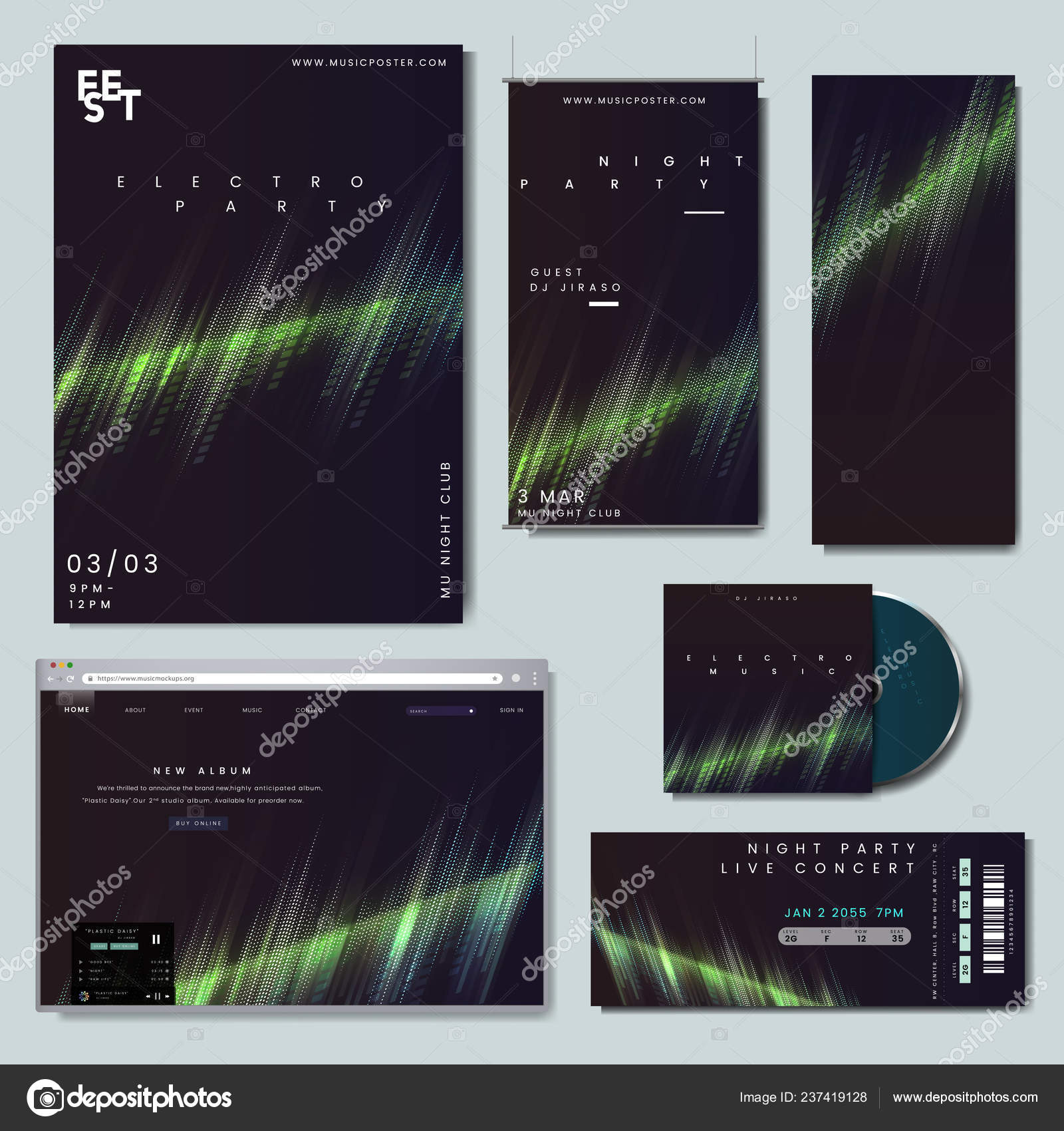 Night Party Event Design Set Vector — Stock Vector © Rawpixel #237419128