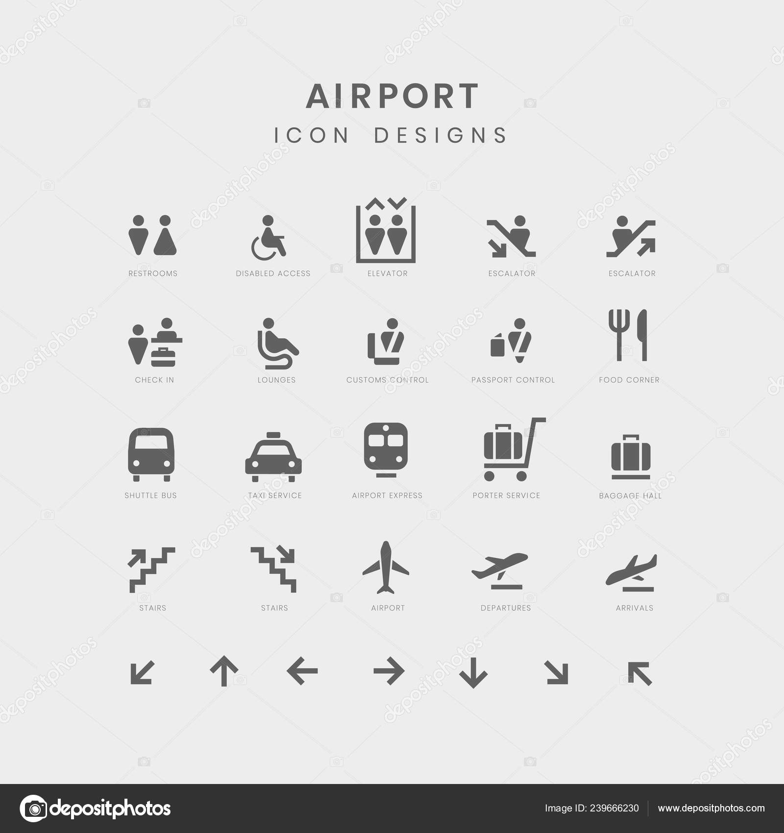 Airport Service Signs Vector Set Stock Vector Image by ©Rawpixel #239666230