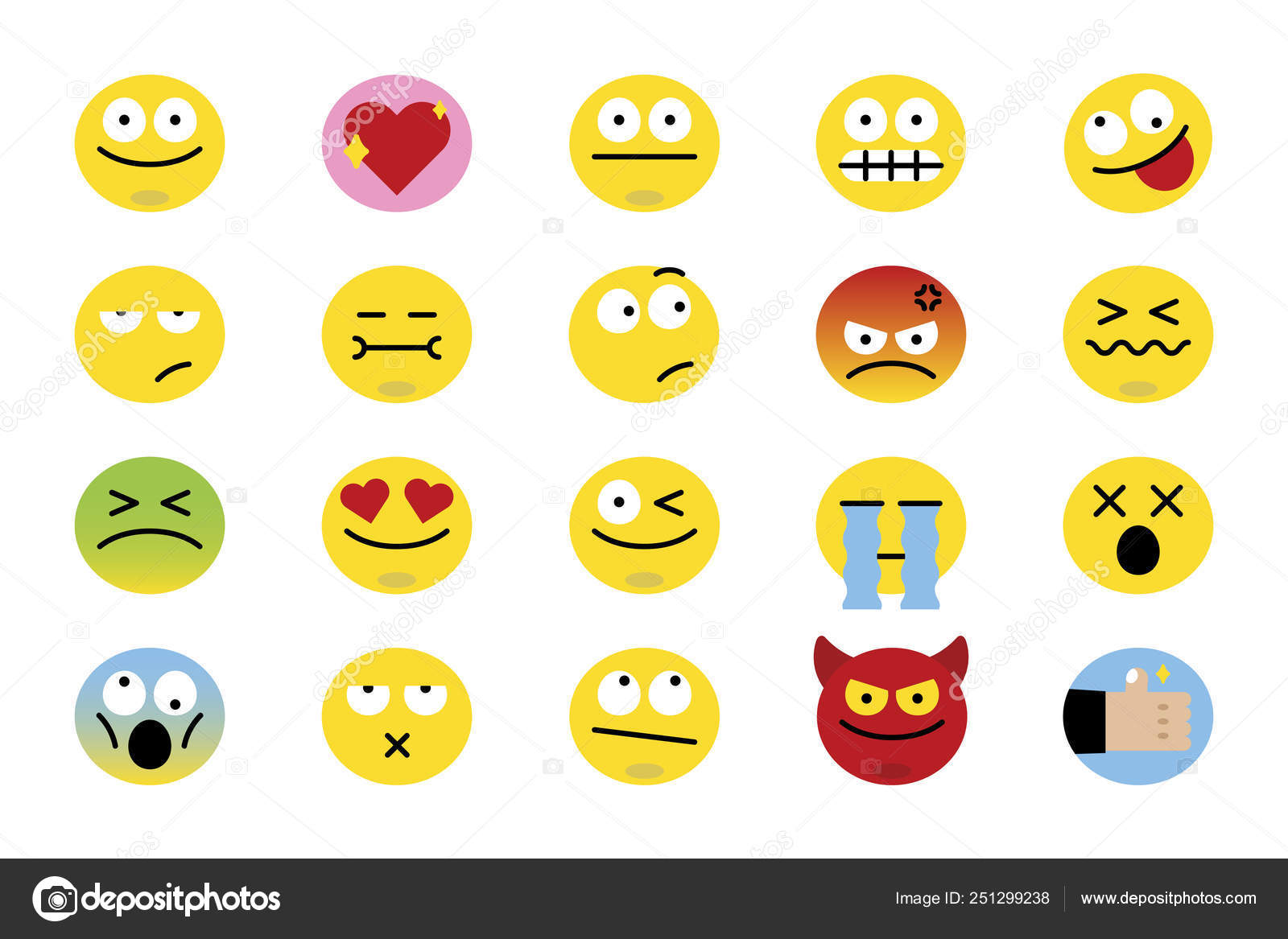 Emoticon Facial Expression Collection Vector Stock Vector Image by ...