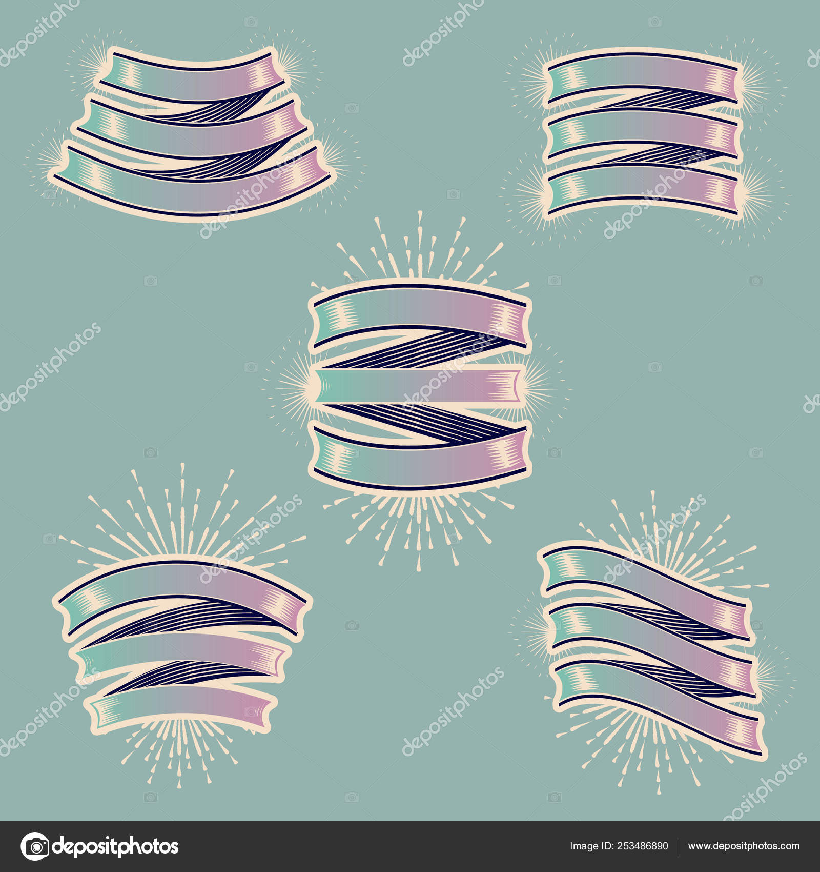 Old School Ribbon Banner Vectors Collection Stock Vector Image by ...