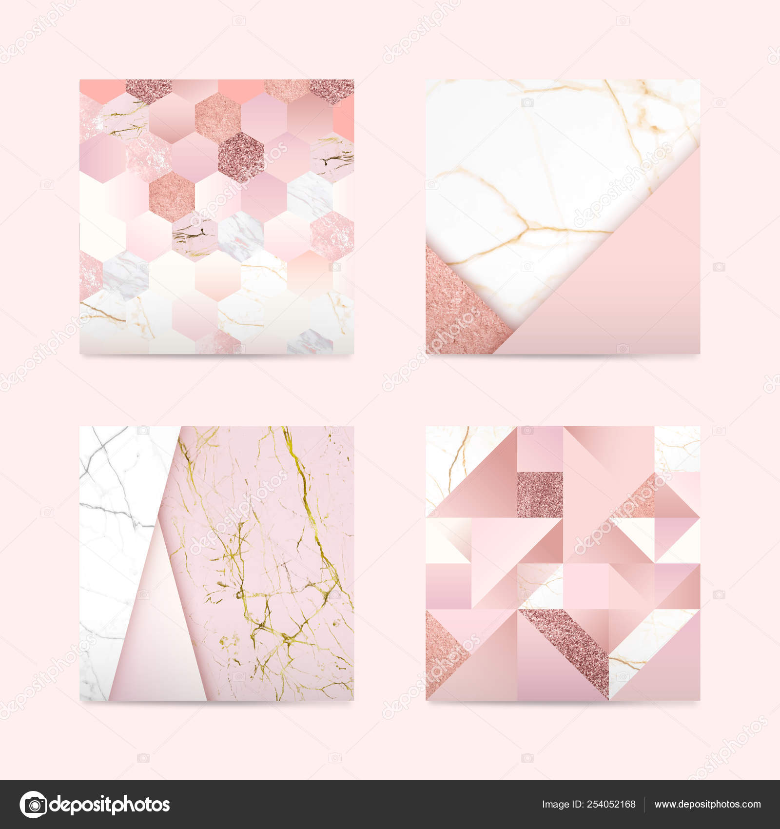 Pink Feminine Geometric Background Vectors Set Stock Vector by ...