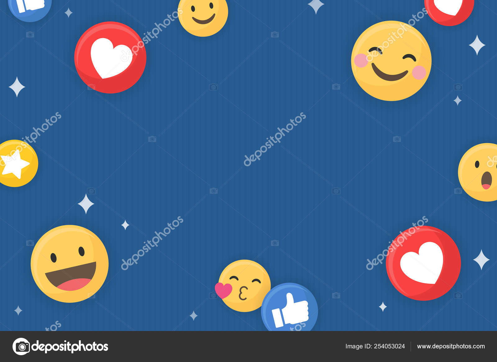 Social Media Emoji Pattern Blue Background Vector ⬇ Vector Image by ...
