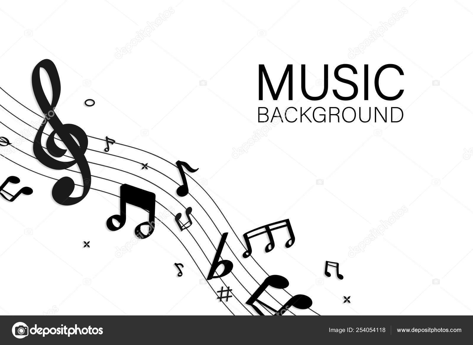 Black Flowing Music Notes White Background Vector Stock Vector Image by ...