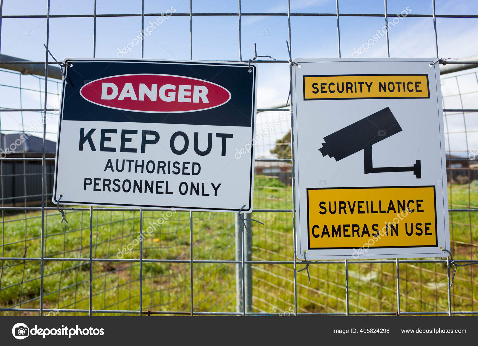 Keep Out Sign On Fence