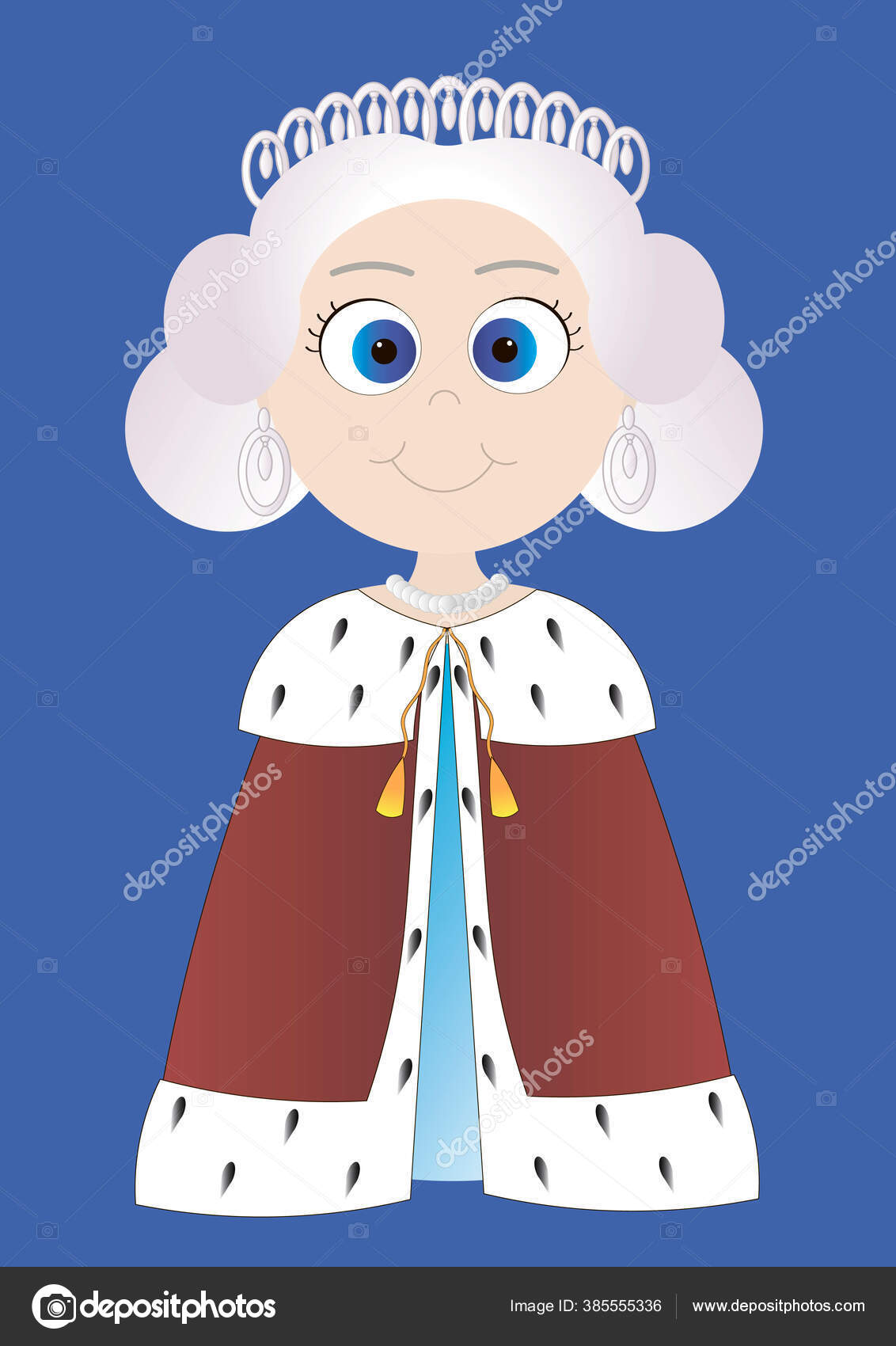 Linda reina vector de dibujos animados Elizabeth II Vector de stock por ...