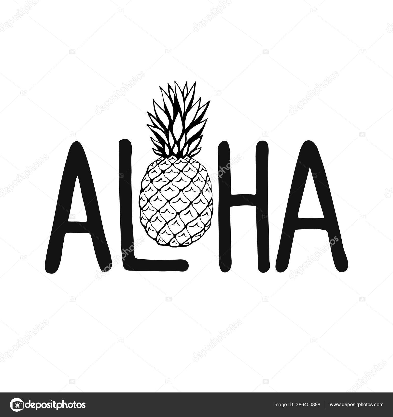 Aloha Hand Written Lettering Text Isolated White Background Design ...