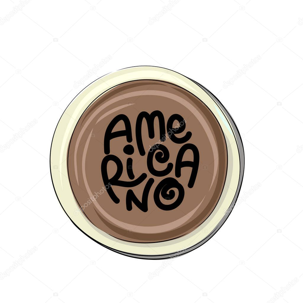 Tipos de caf - capuchino - ilustraci n de letras dibujadas a mano en una taza de c rculo 2024