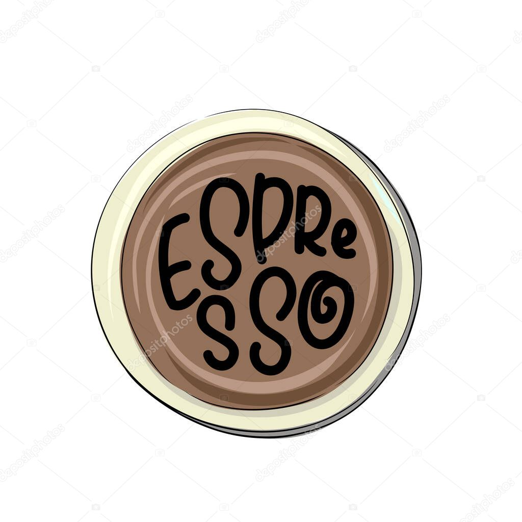 Tipos de café - expreso - ilustración de letras dibujadas a mano en una ...