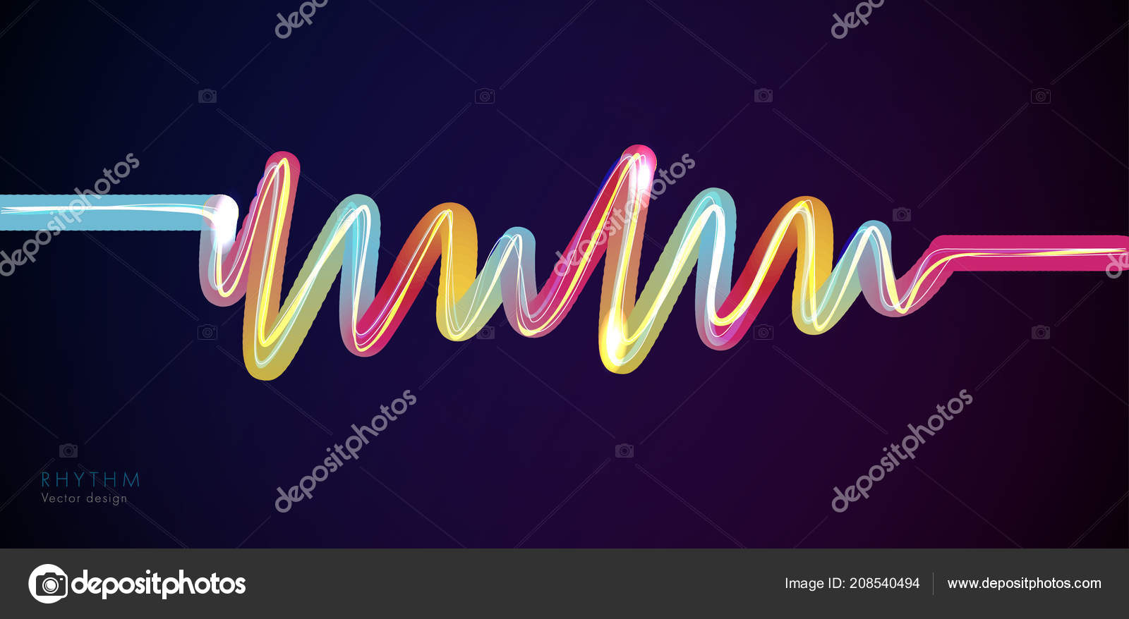 Rhythm Wave Abstract Background Bright Lights Glowing Dark Stock Vector ...