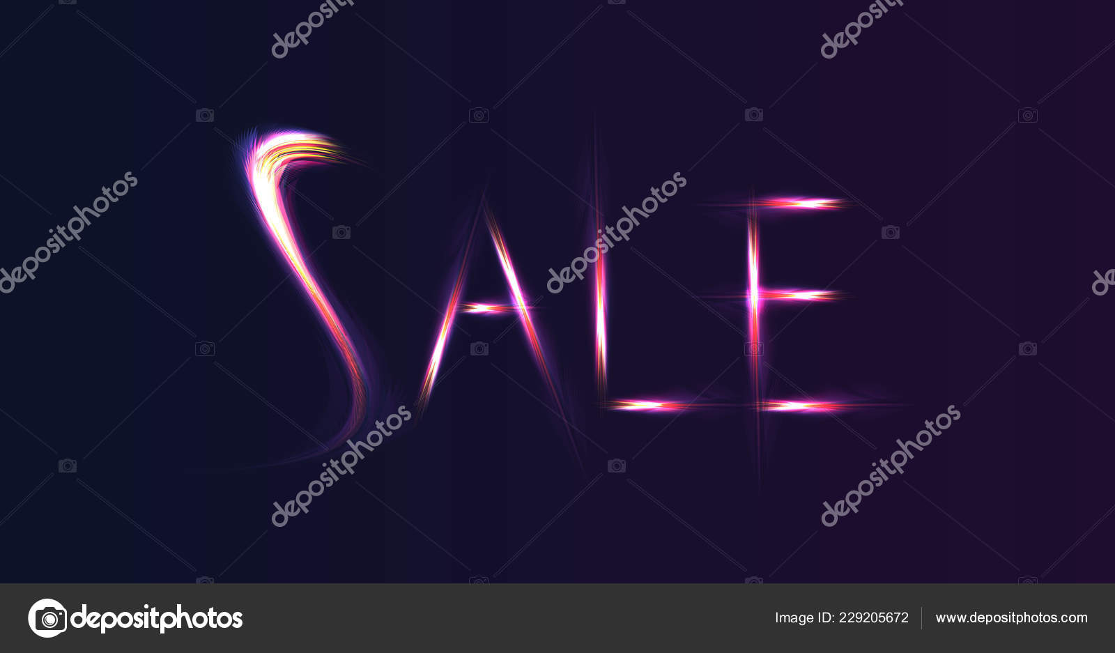 Sale Typography Text Glowing Letters Dark Background Stock Vector Image ...