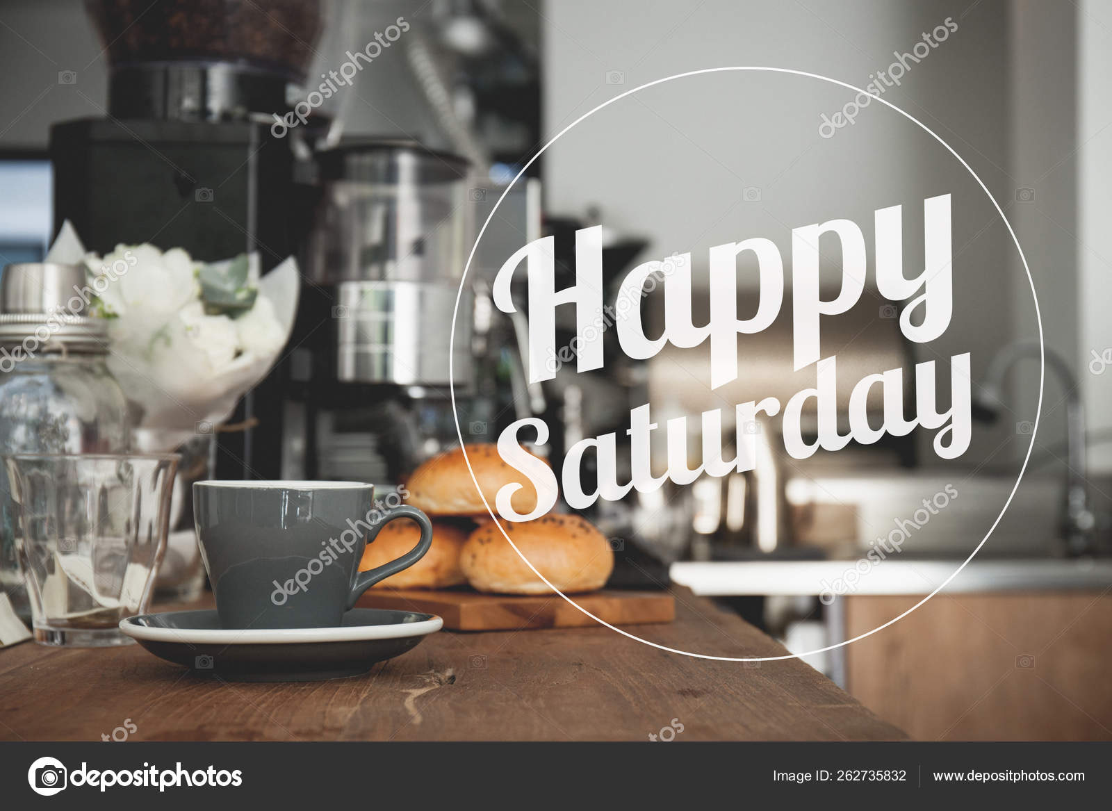 Happy Saturday Coffee Cup Background Vintage Filter Stock Photo by ...