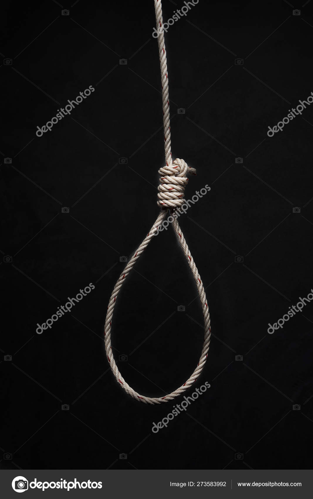 Hands holding rope slipknot in concept suicide — Stock Photo ...