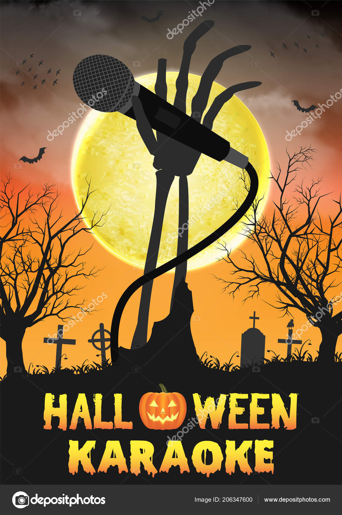 Halloween Zombie Singing Party Night Graveyard Stock Vector by ©siiixth ...