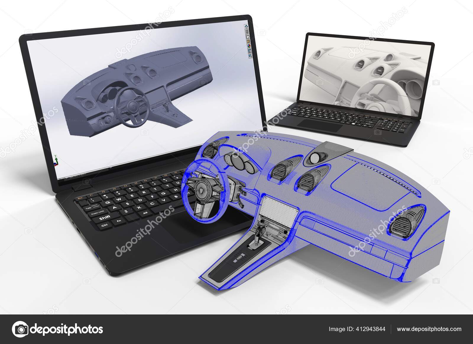 Render Image Representing Car Development Process Help Cad — Stock ...