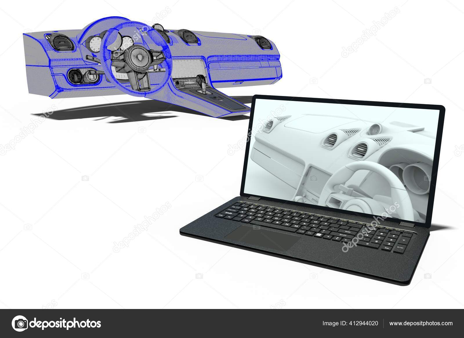 Render Image Representing Car Development Process Help Cad Stock ...