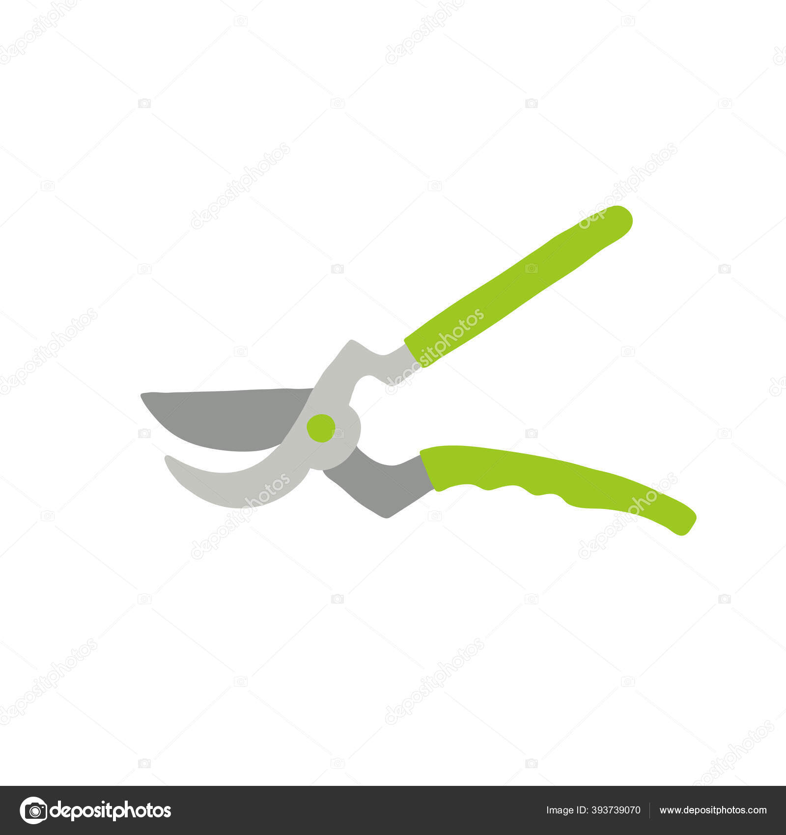 Colorful Vector Illustration Garden Pruners Green Plastic Handles ...