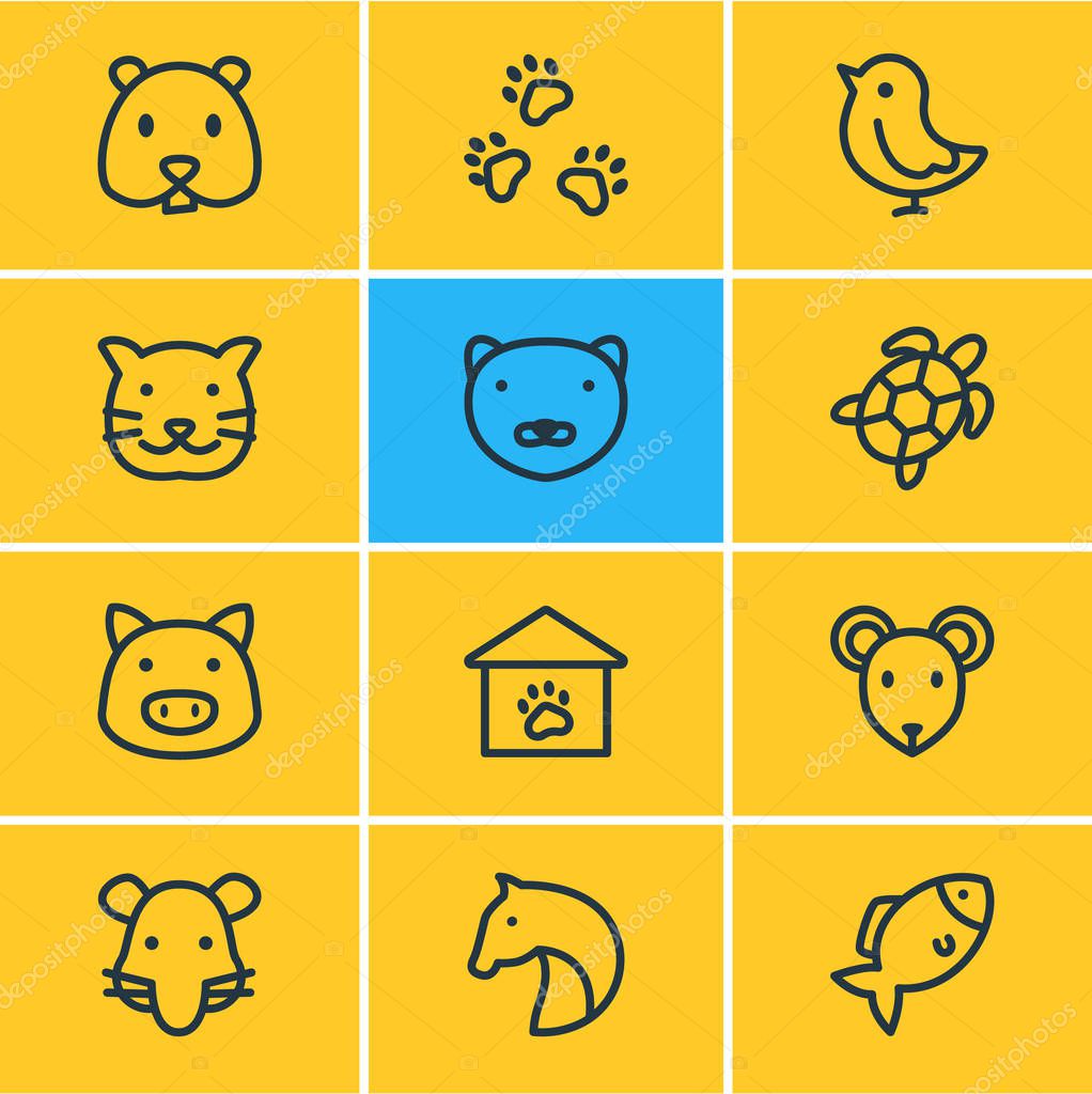 ilustración de 12 iconos de fauna estilo de línea. Conjunto editable de ... ilustración de 12 iconos de fauna estilo de línea. Conjunto editable de ...