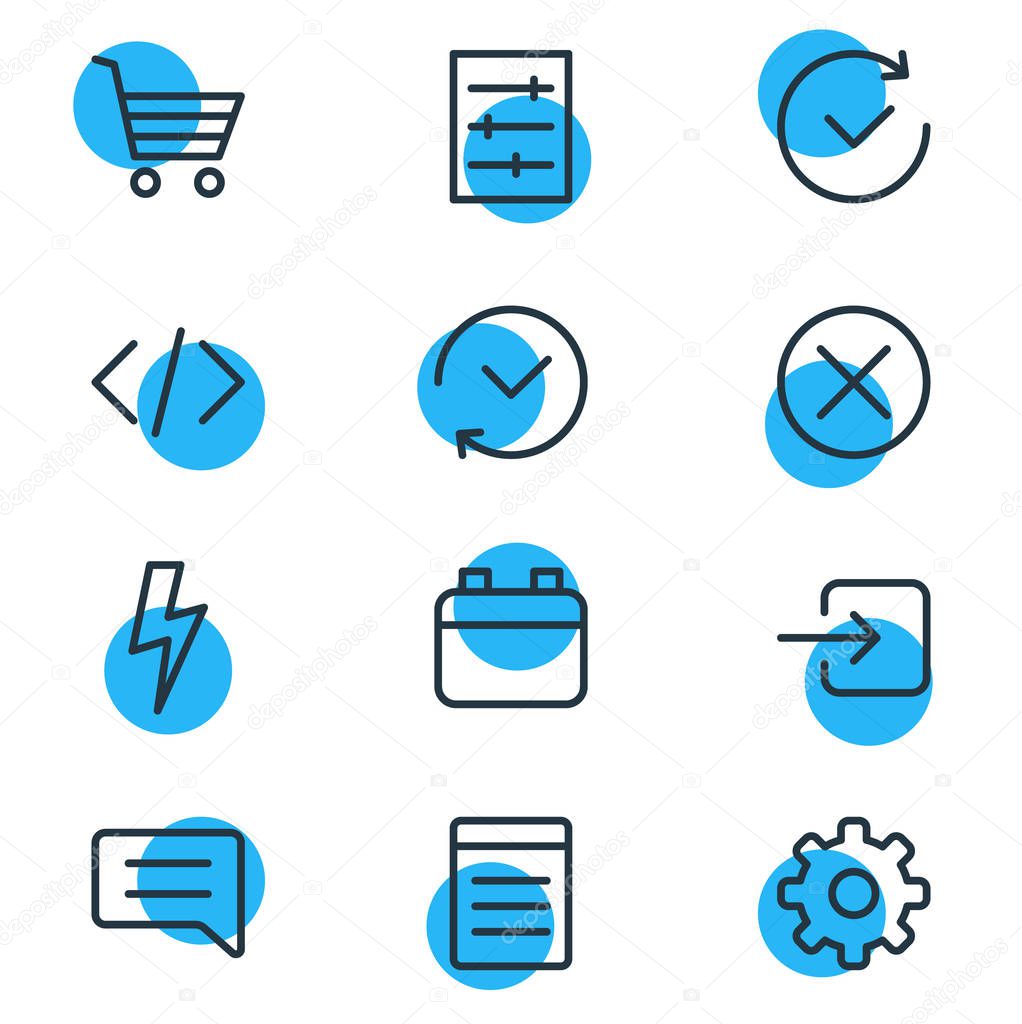 Ilustración vectorial del estilo de línea de 12 iconos de anexo ...