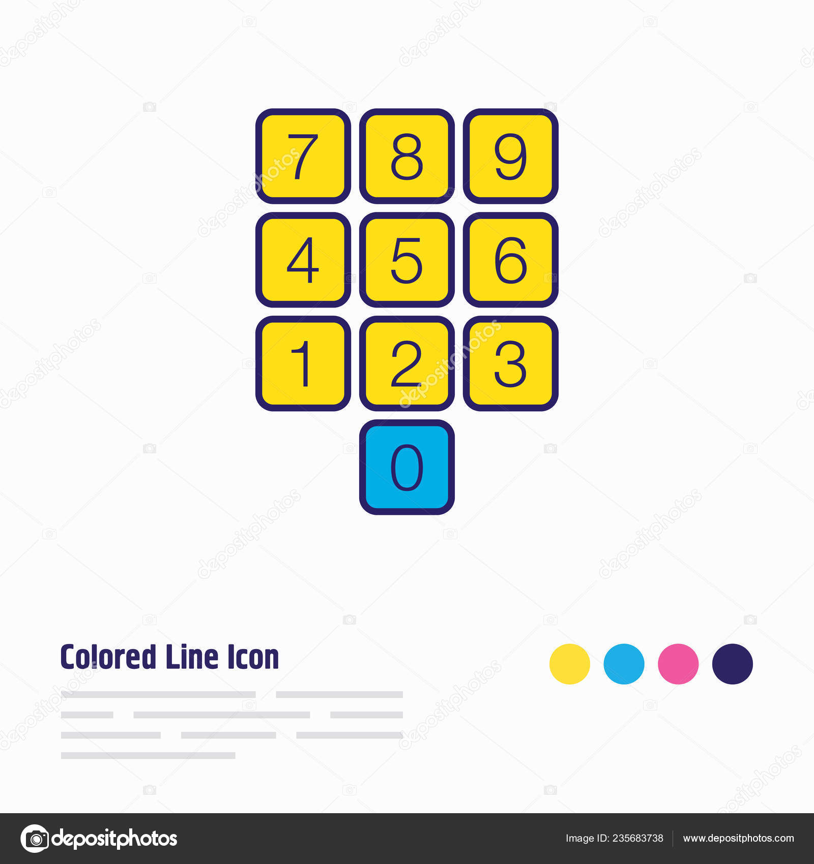 Vector illustration of numpad icon colored line. Beautiful laptop ...