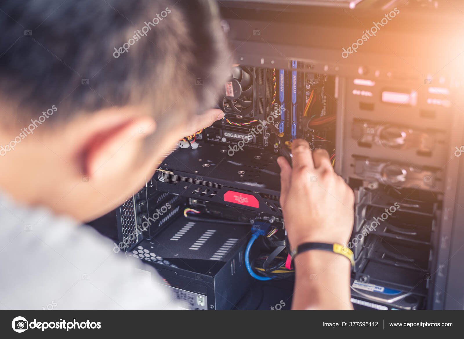 Engineer Repairing Computer Closeup — Stock Photo © TimeStopper #377595112