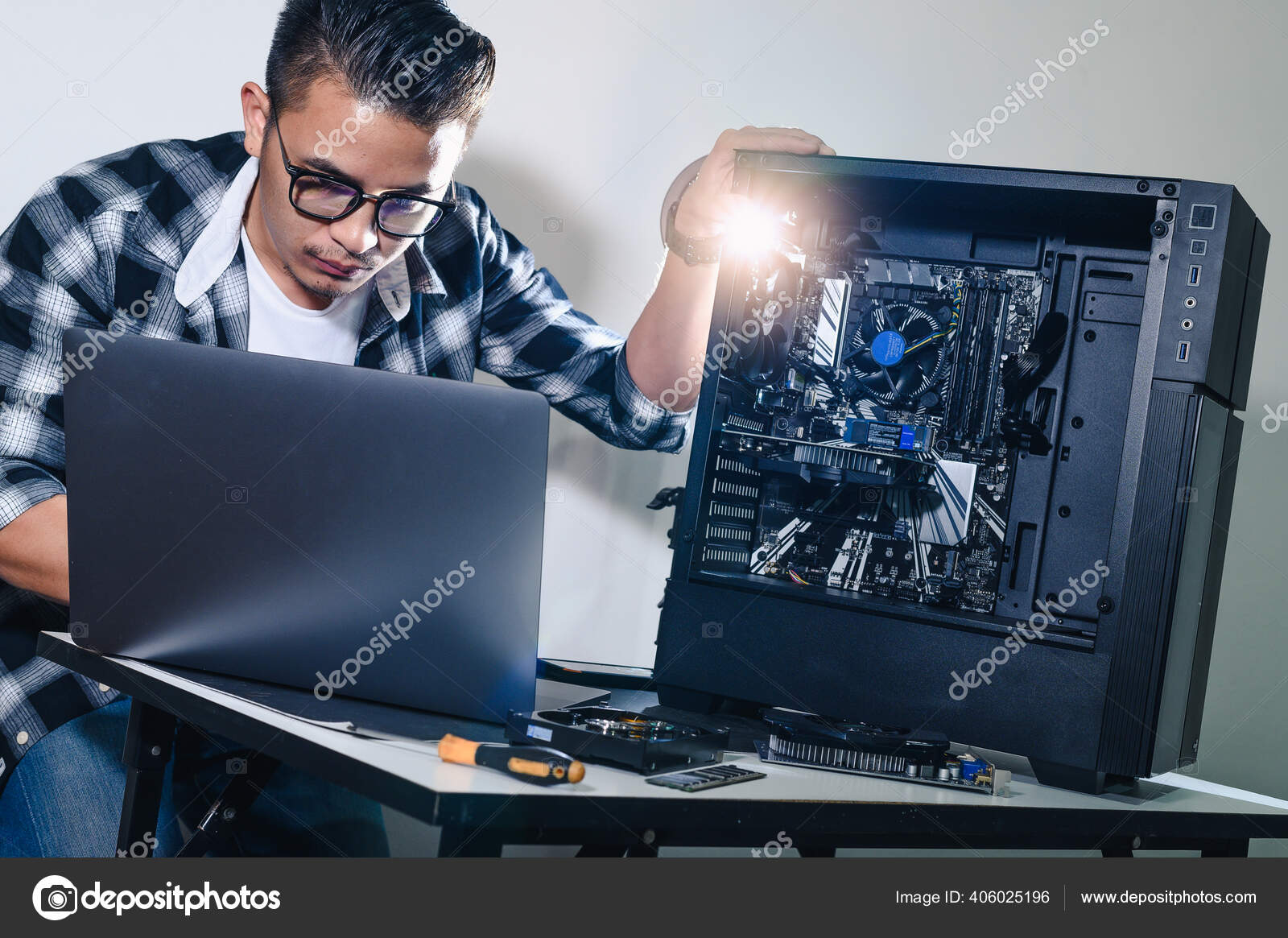 Technician Repairing Computer Concept Computer Hardware Repairing ...